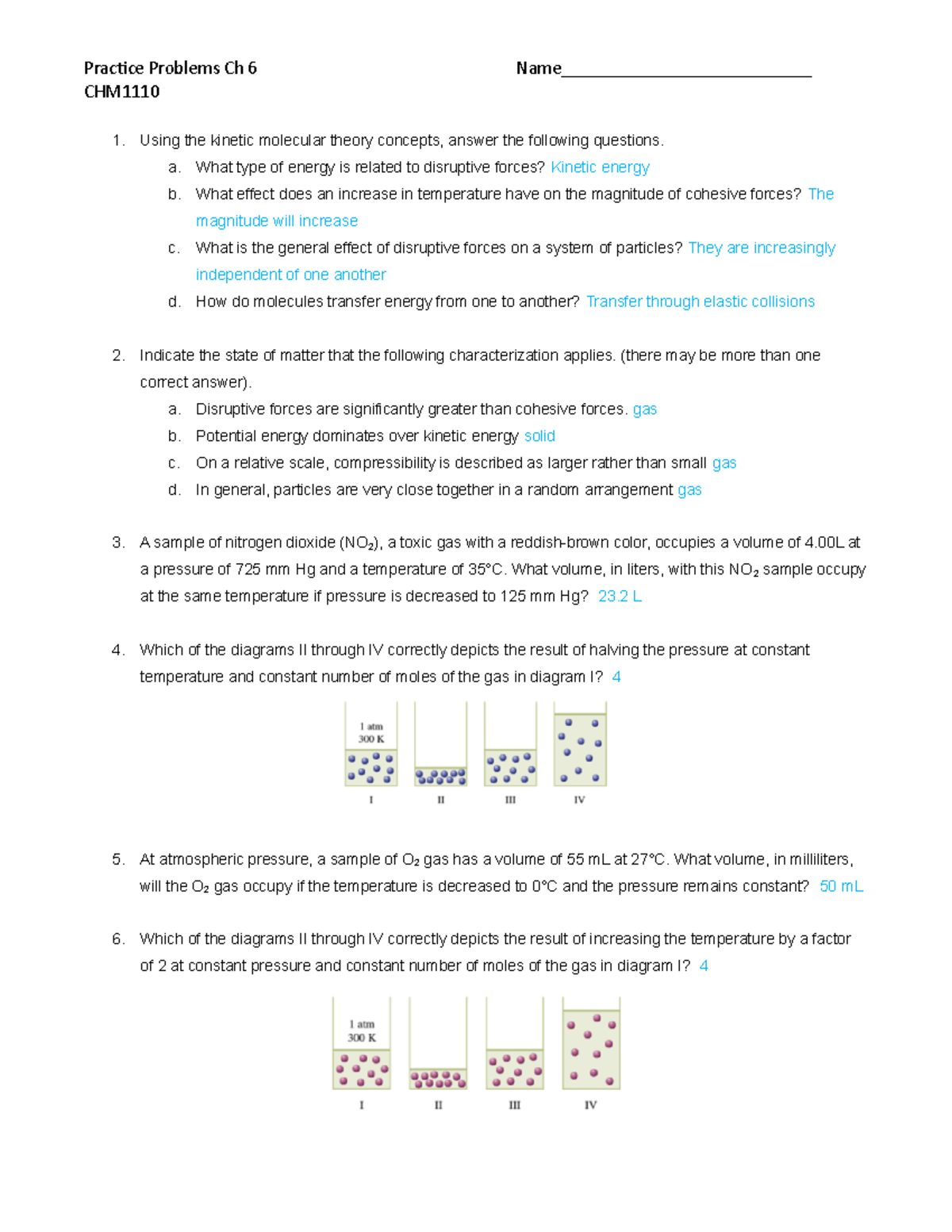 CHM1110 PP Ch 6 - Practice problems from chapter - Practice Problems Ch ...