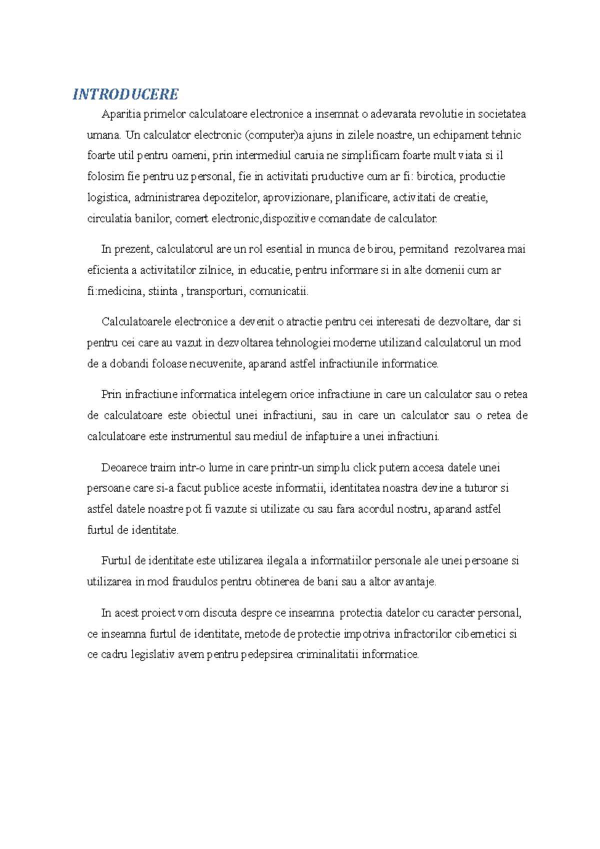 Introducere - Verry good - INTRODUCERE Aparitia primelor calculatoare ...