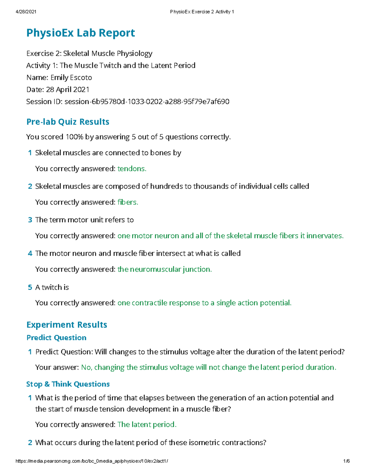 Physio Ex Exercise 2 Activity 1 - PhysioEx Lab Report Exercise 2 ...