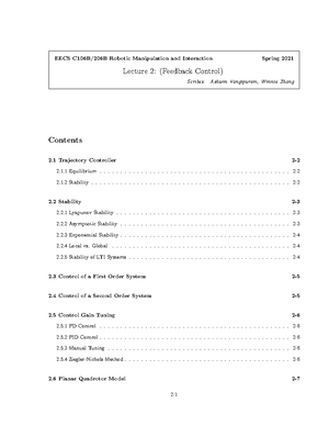 Scribe lec5 - abc - EECS C106B / 206B Robotic Manipulation and Interaction Spring 2020 Lecture 5 ...