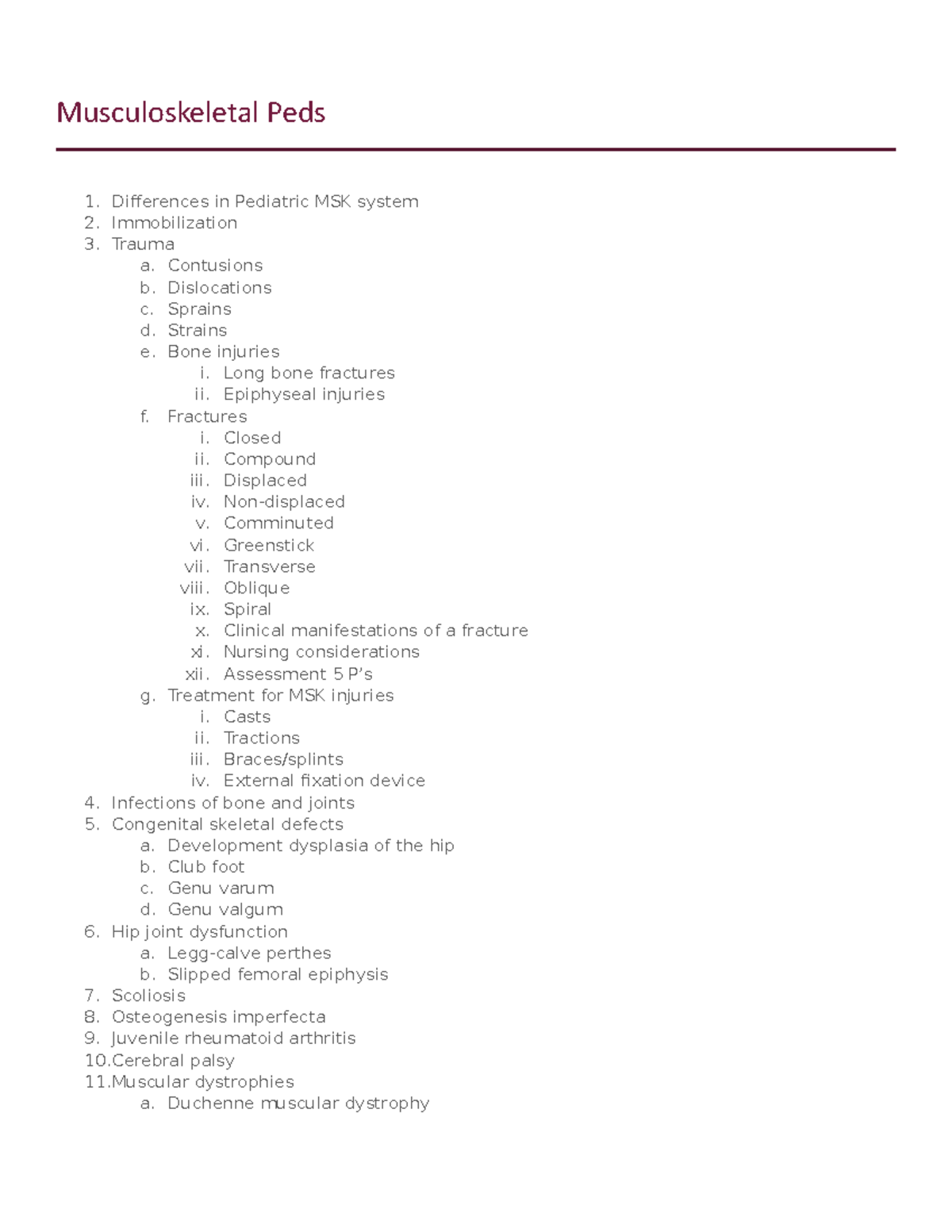 Musculoskeletal Pedi - Musculoskeletal Peds Differences in Pediatric ...