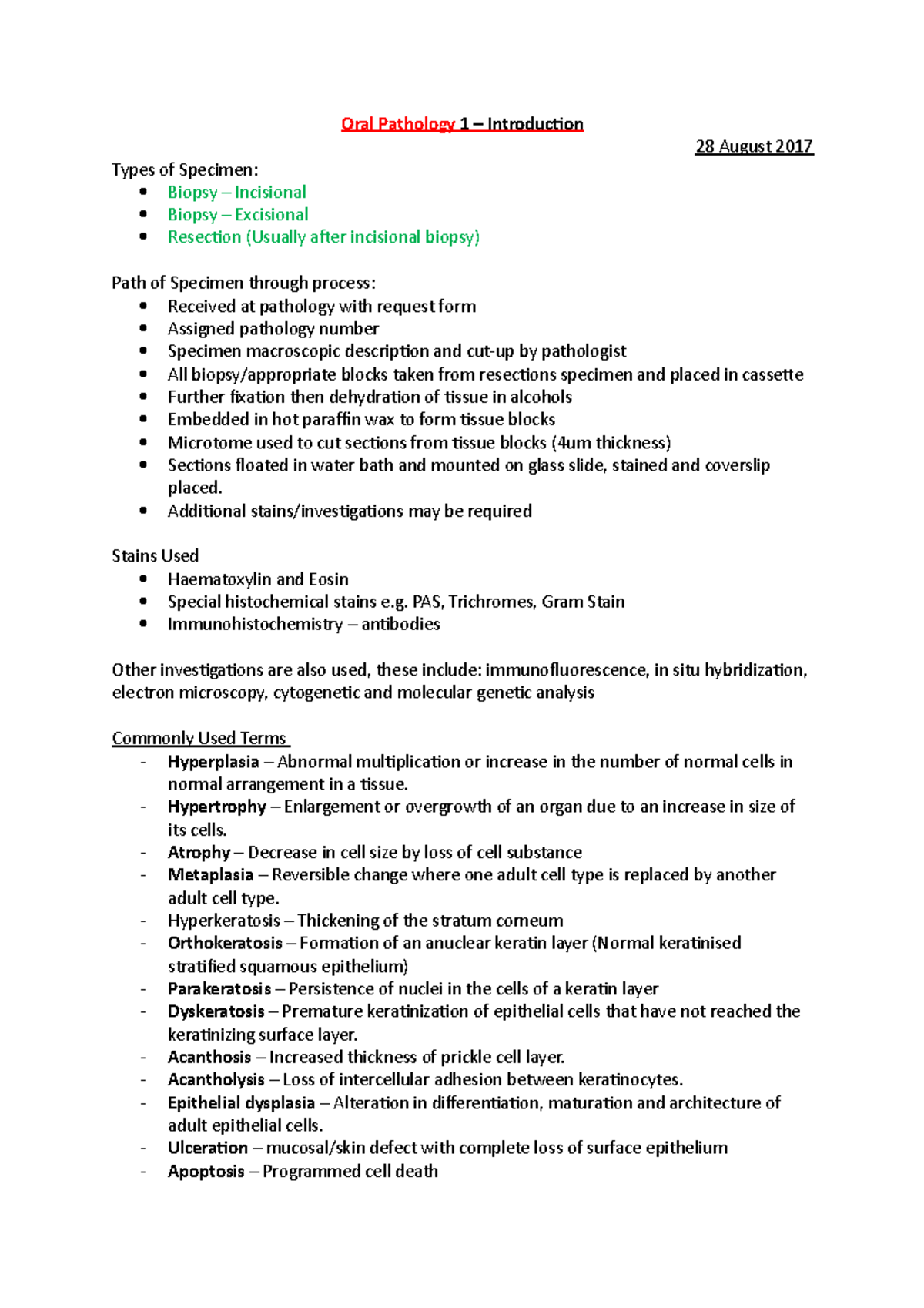 Oral Pathology 1 – Introduction - Oral Pathology 1 – Introduction 28 ...