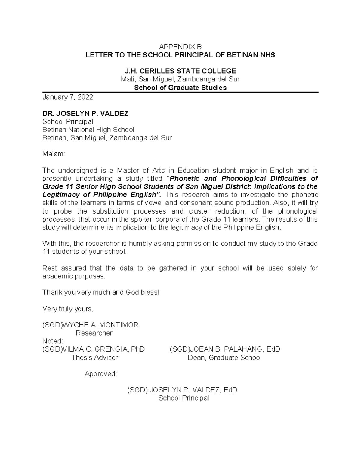 Assent Consent - helpful - APPENDIX B LETTER TO THE SCHOOL PRINCIPAL OF ...