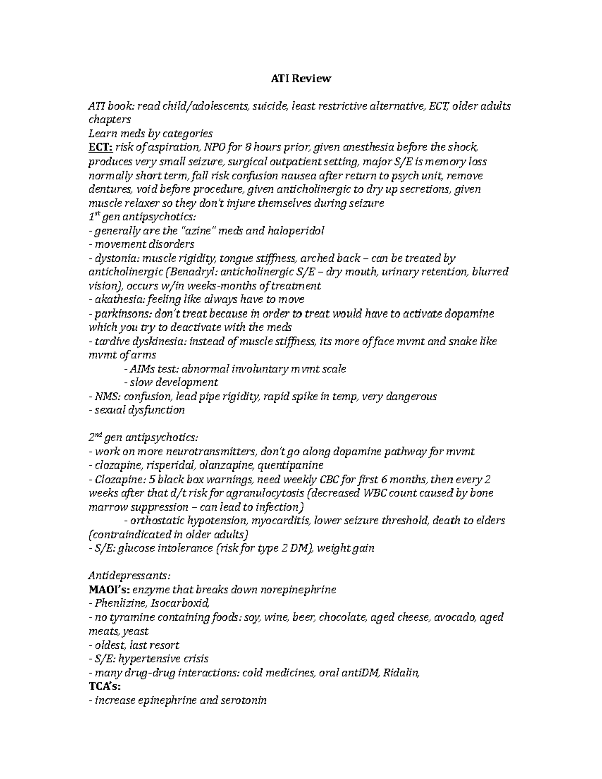 ATI Psych Review - Summary Rcc - ATI Review ATI book: read suicide ...