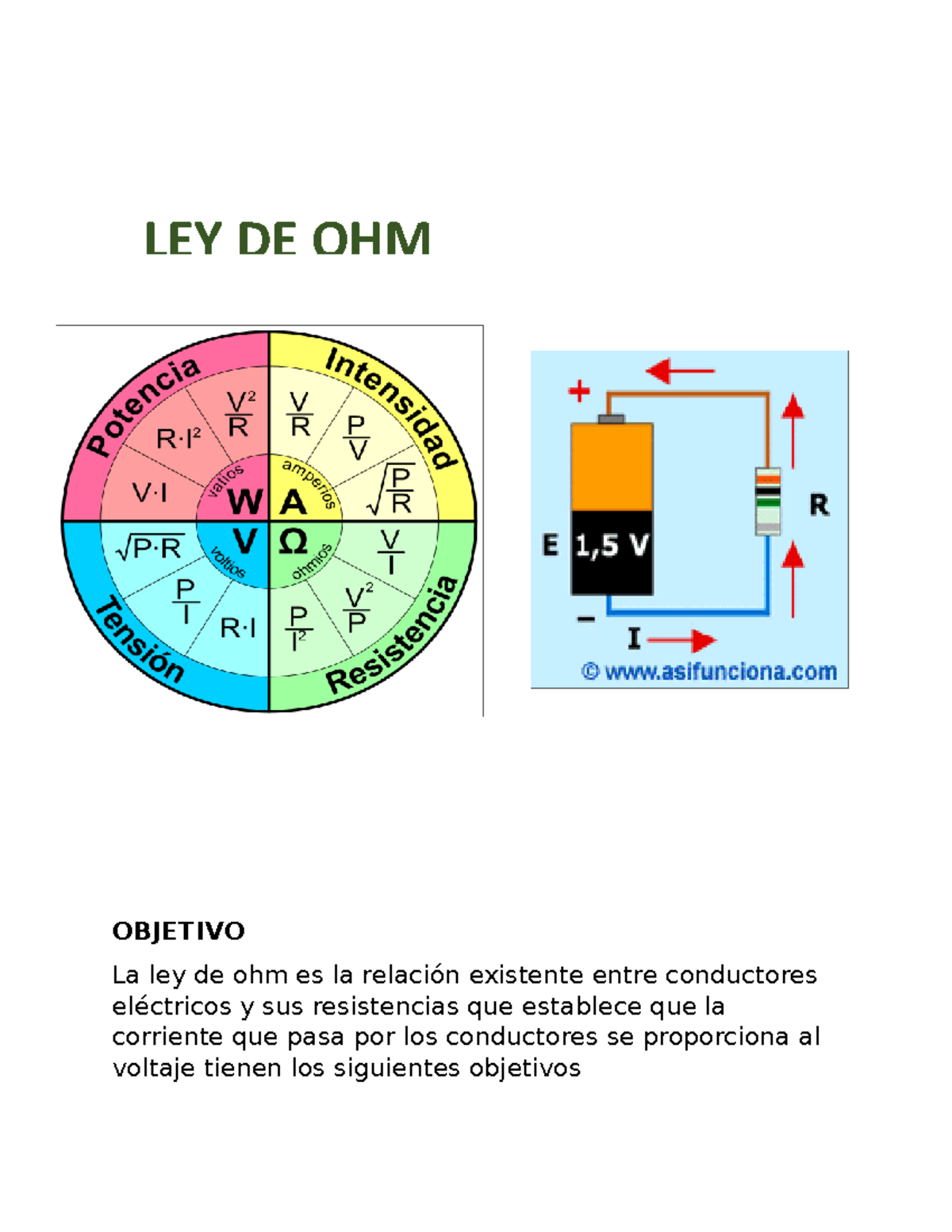 LEY OHM LABORATORIO DE CONEXIONES EN SERIE PROTOBOARD - OBJETIVO La ley ...