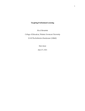 Task 1 - Task 1 - Developing a Reflective Practice Olivia Stefanson Teacher’s College, Western ...
