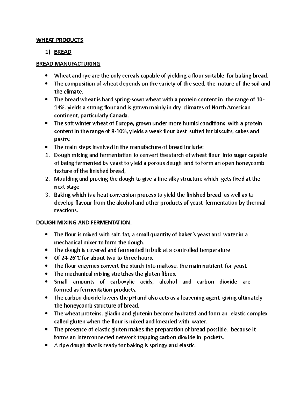 Wheat products - It's a lecture note - WHEAT PRODUCTS 1) BREAD BREAD ...