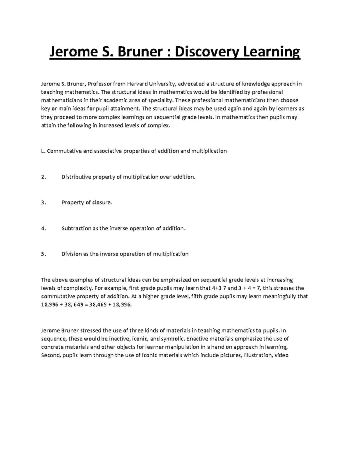 Jerome S. Bruner - Discovery Learning - Jerome S. Bruner : Discovery ...