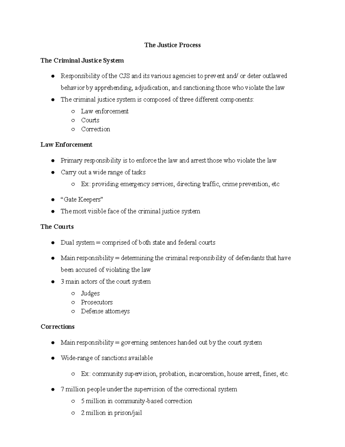 Criminal Justice 1 - Google Docs - The Justice Process The Criminal ...