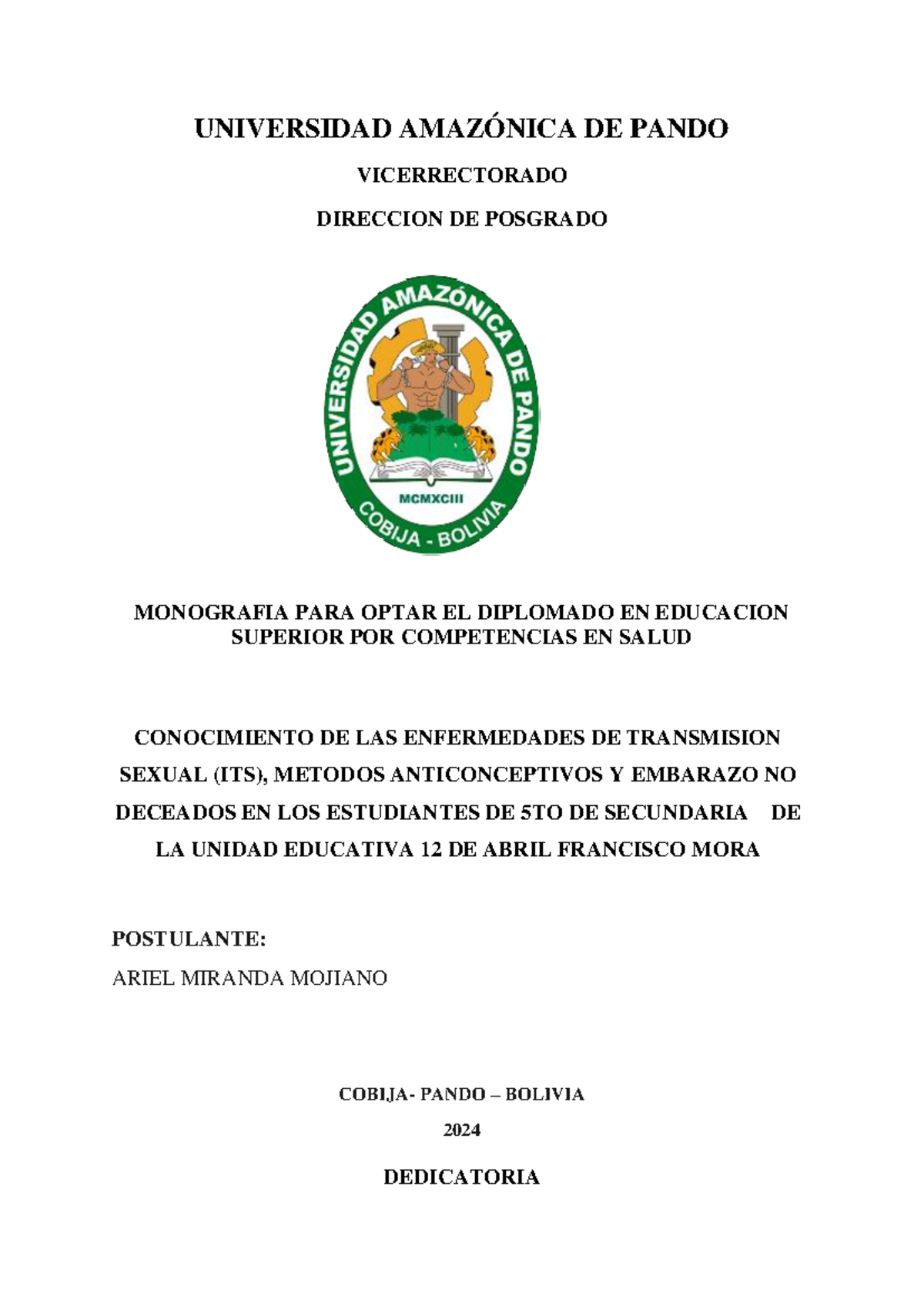 Enfermedades Transmision Sexual - UNIVERSIDAD AMAZÓNICA DE PANDO ...