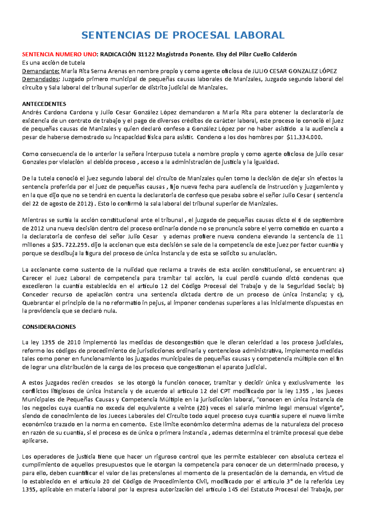 Sentencias DE Procesal Laboral-3 - SENTENCIAS DE PROCESAL LABORAL ...