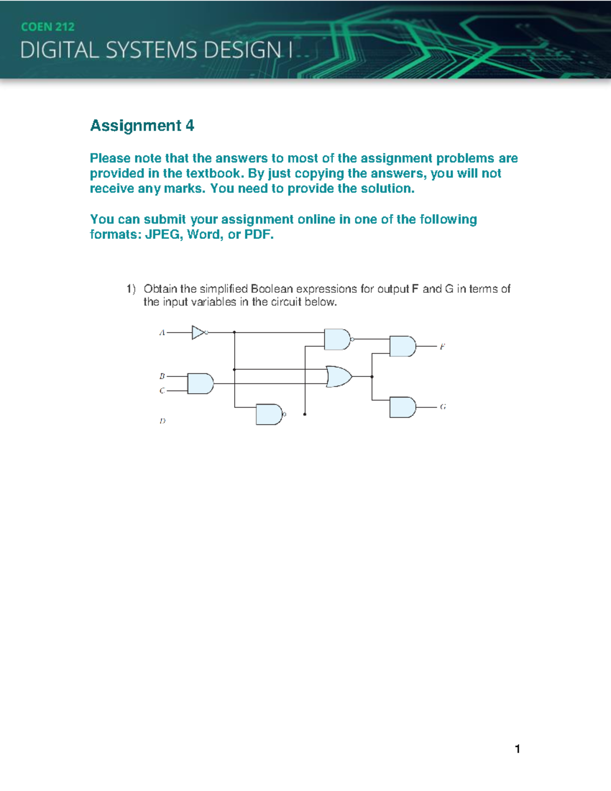 Ass4 - assignment 4 - 1 Assignment 4 Please note that the answers to most of the assignment ...