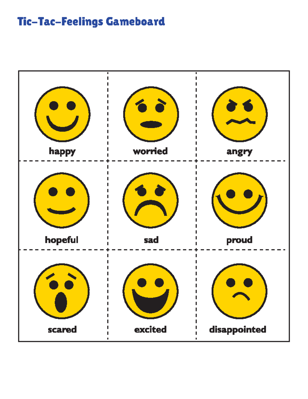 Feelings-Grid - Counselling Psychology - Gameboard happy worried angry ...