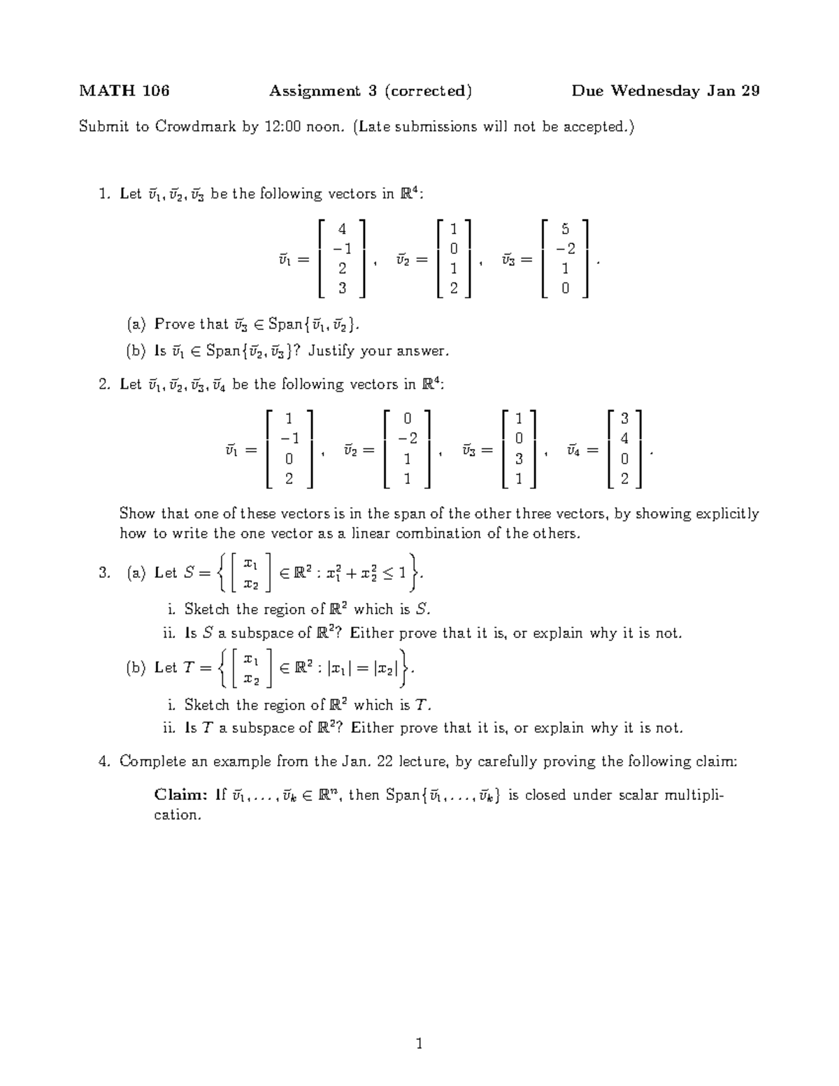 Assignment____3 - MATH 106 Assignment 3 (corrected) Due Wednesday Jan ...
