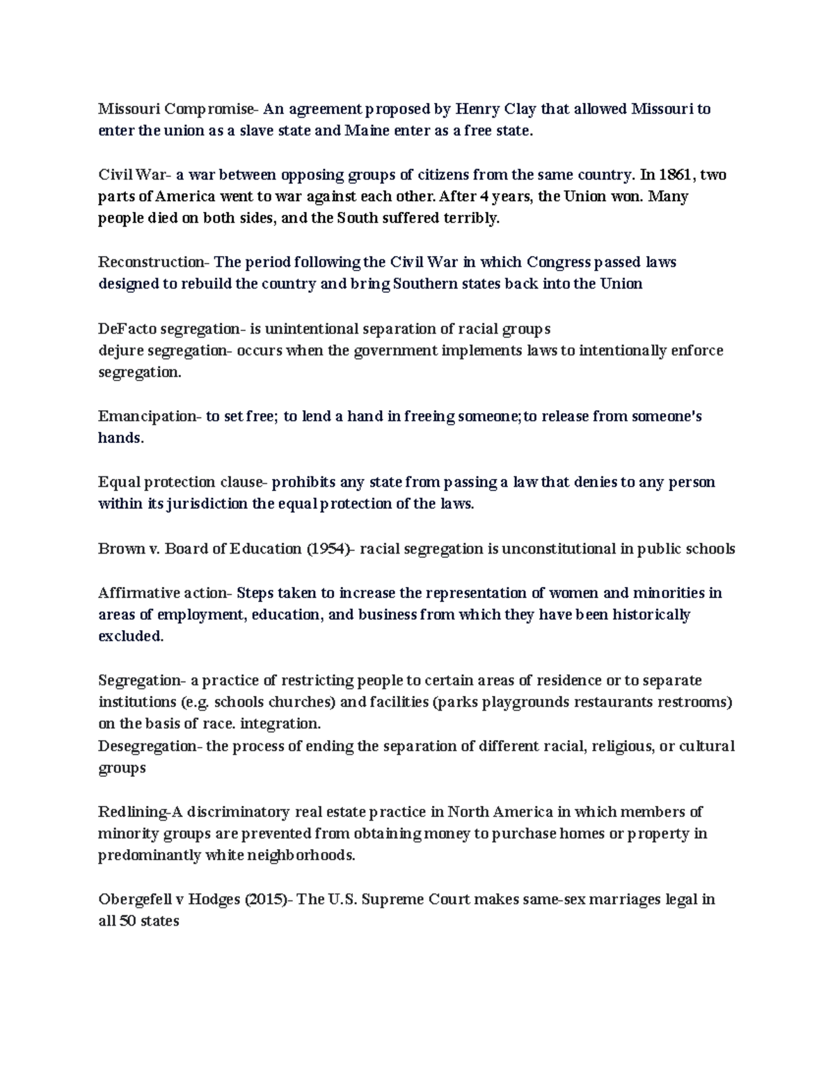 exam 1 for Political Science 1 - Missouri Compromise- An agreement ...