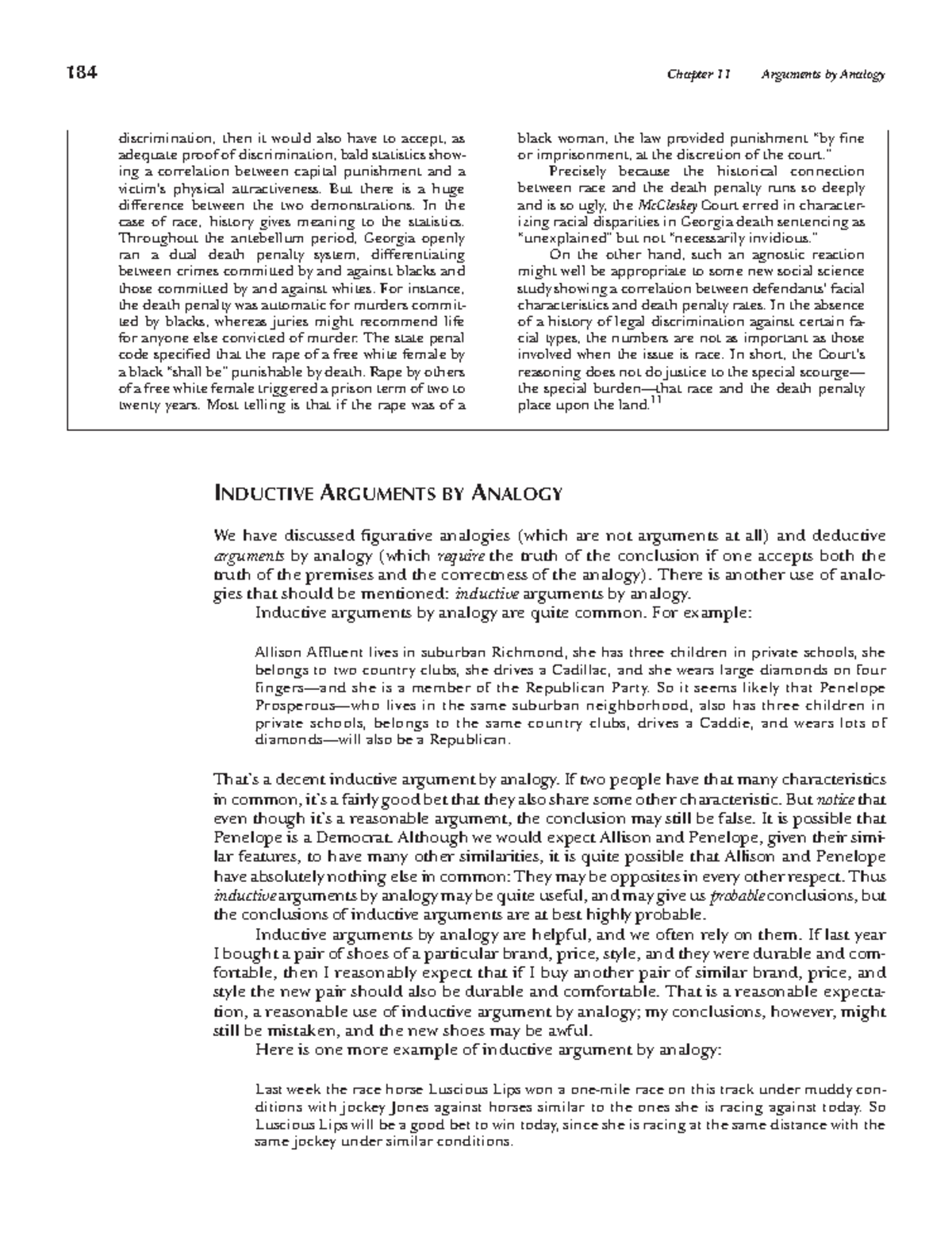 205 - Hello - 184 Chapter 11 Arguments by Analogy INDUCTIVE ARGUMENTS BY ANALOGY We have ...