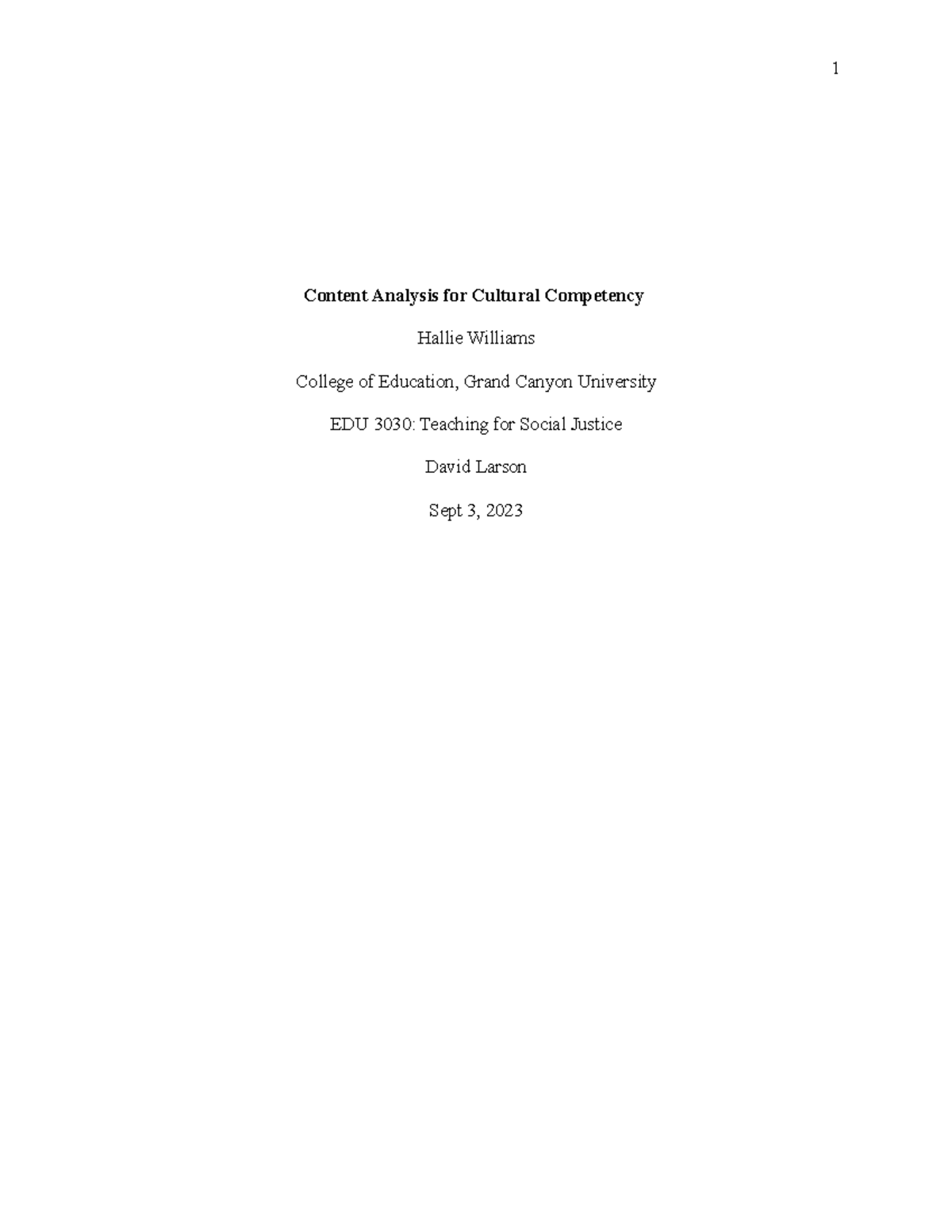 EDU 330 Topic 5 Assignment Template - Content Analysis for Cultural ...