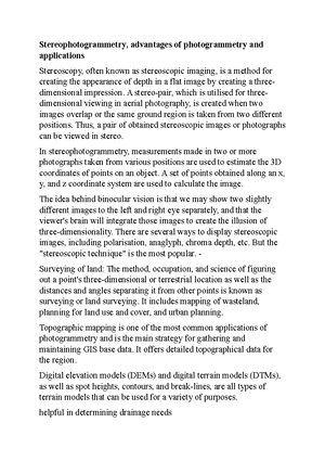 Short notes on photogrammetry - Short notes Photo mosaic : The term ...