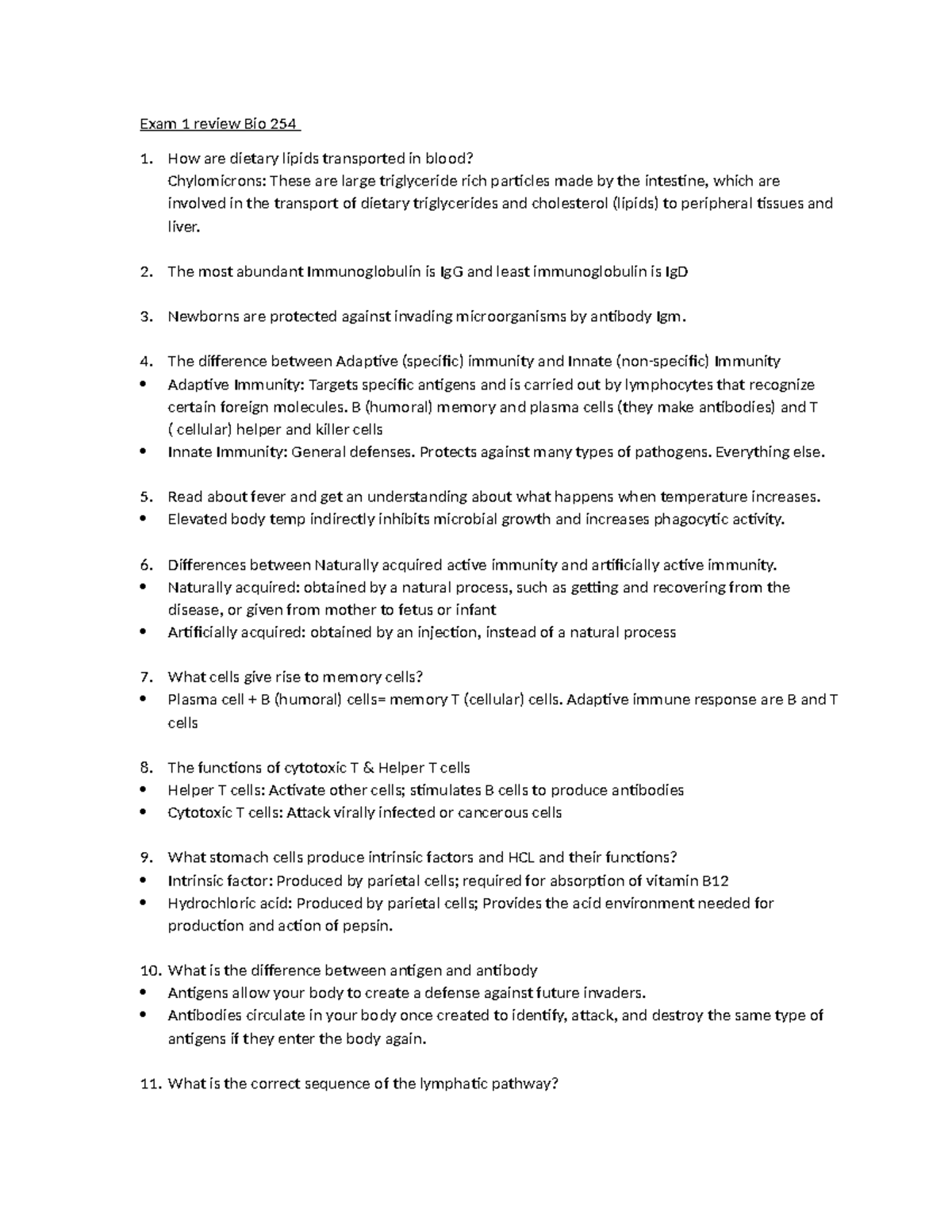 BIO 2 Exam 1 - bio - Exam 1 review Bio 254 How are dietary lipids ...