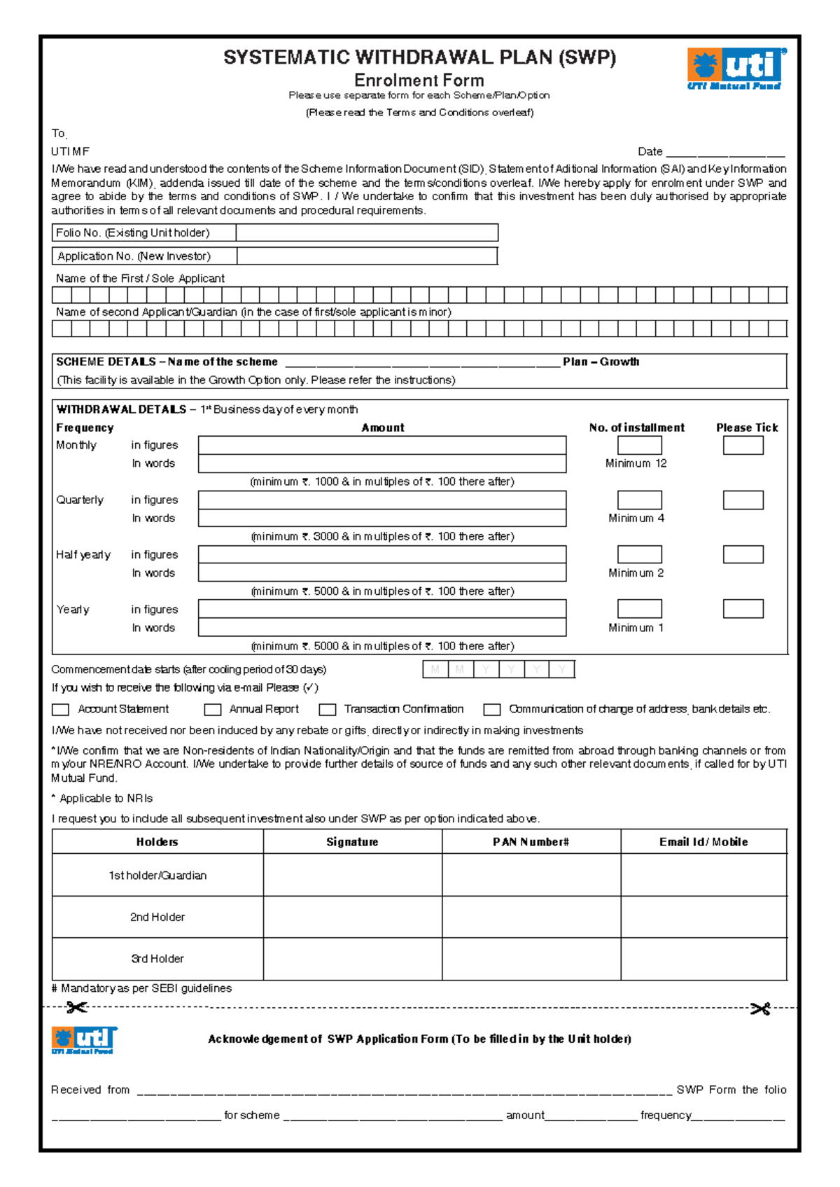 SWP-Form-1 - I am a good student - SYSTEMATIC WITHDRAWAL PLAN (SWP ...
