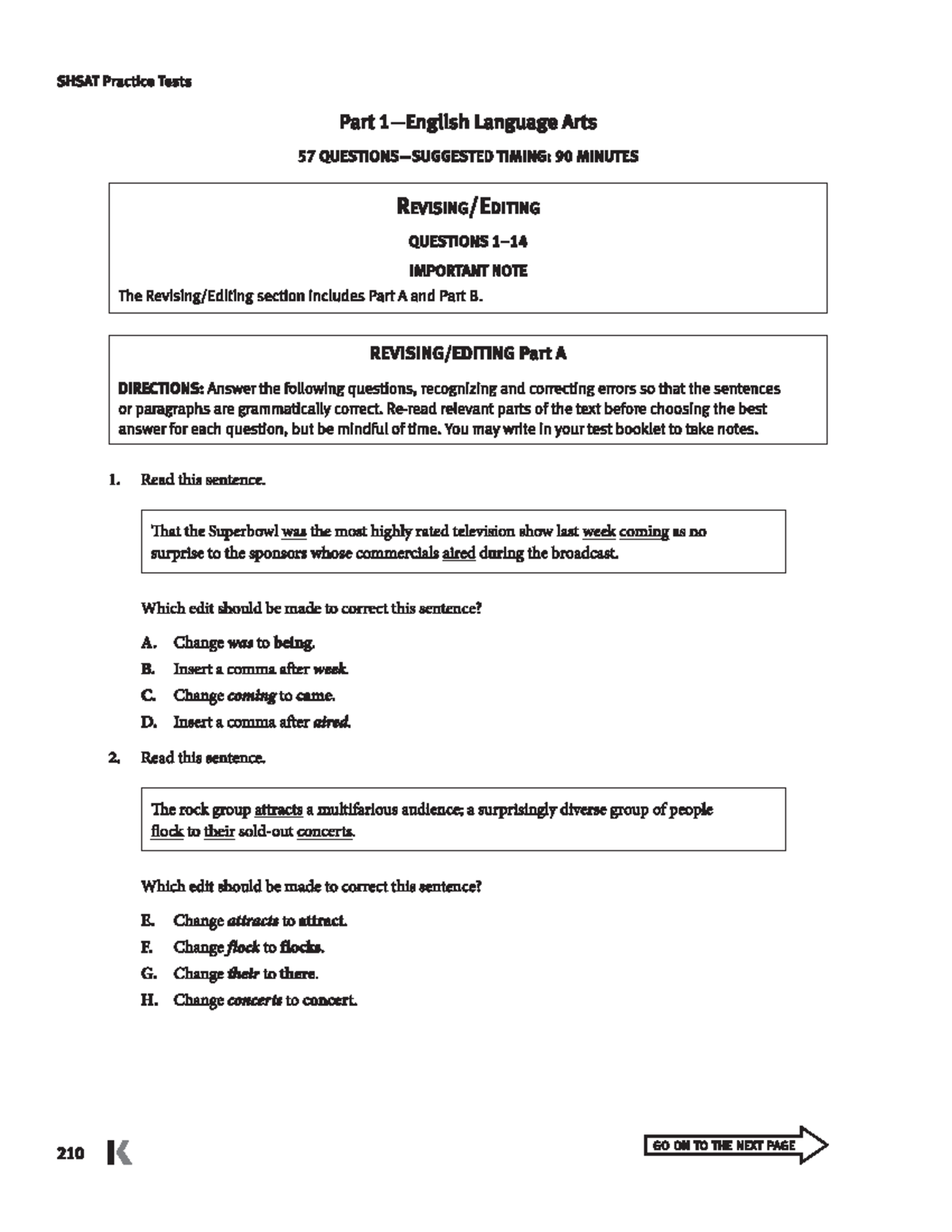 Kaplan Practice test 6 - Verbal Sections - SHSAT Practice Tests Part 1 ...