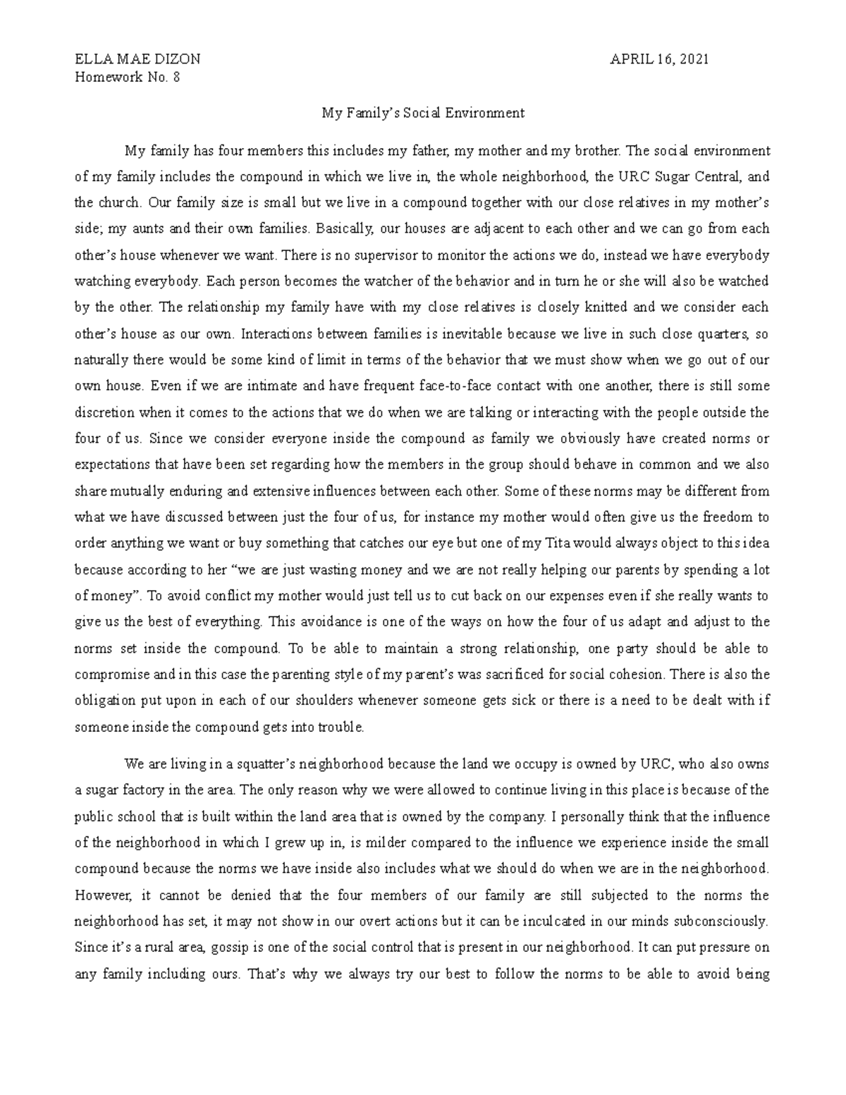 Homework #8 - all about family - ELLA MAE DIZON APRIL 16, 2021 Homework ...