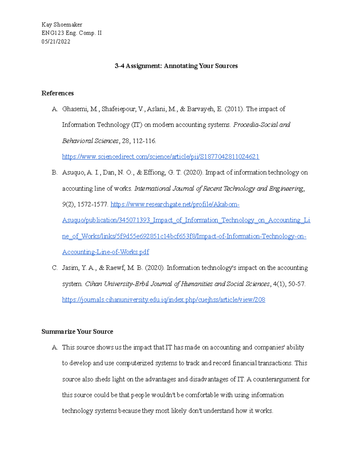 Eng (2)3-4 Assignment Annotating Your Sources - Kay Shoemaker ENG123 ...