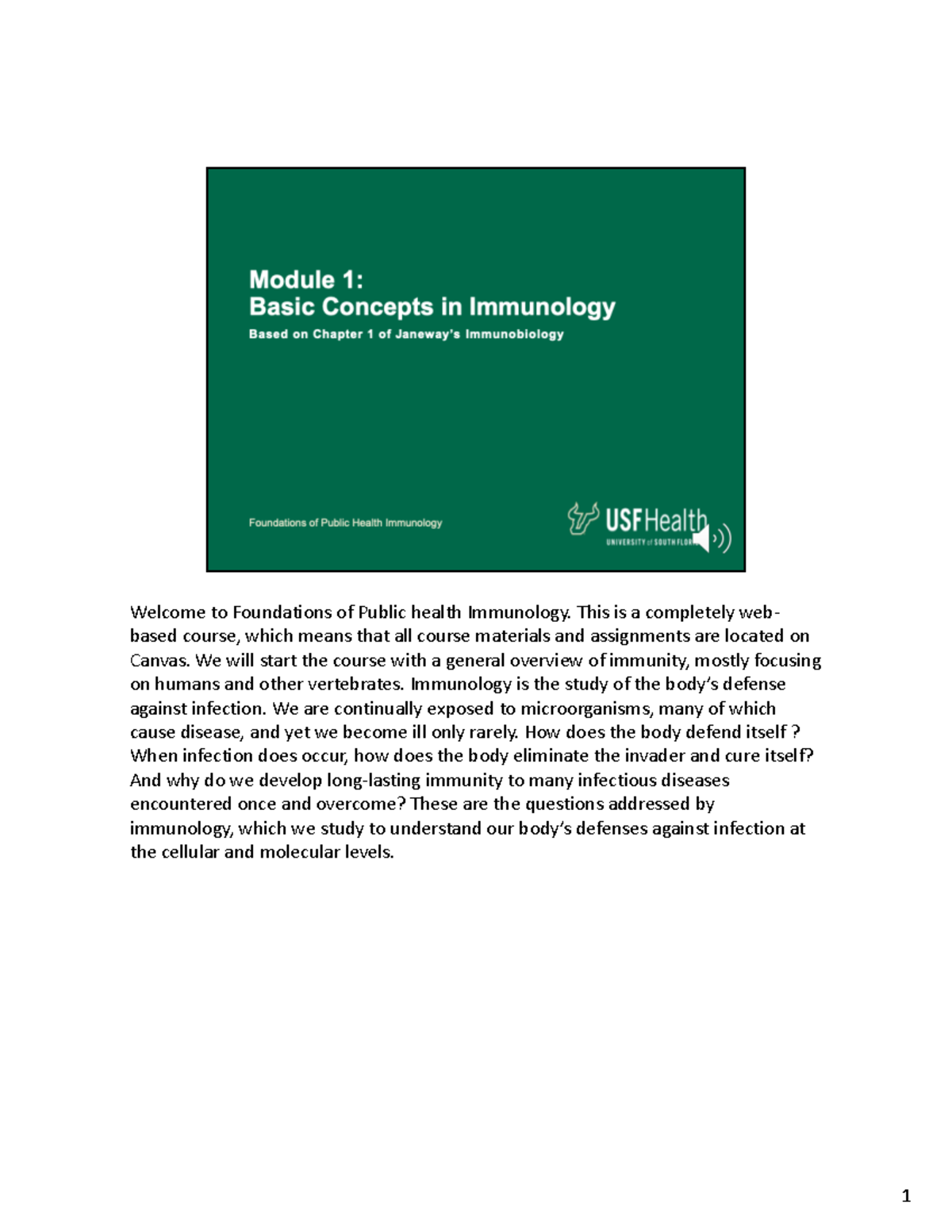 Module 1 Transcript - Lecture notes 1-6 - HSC4504 - USF - Studocu