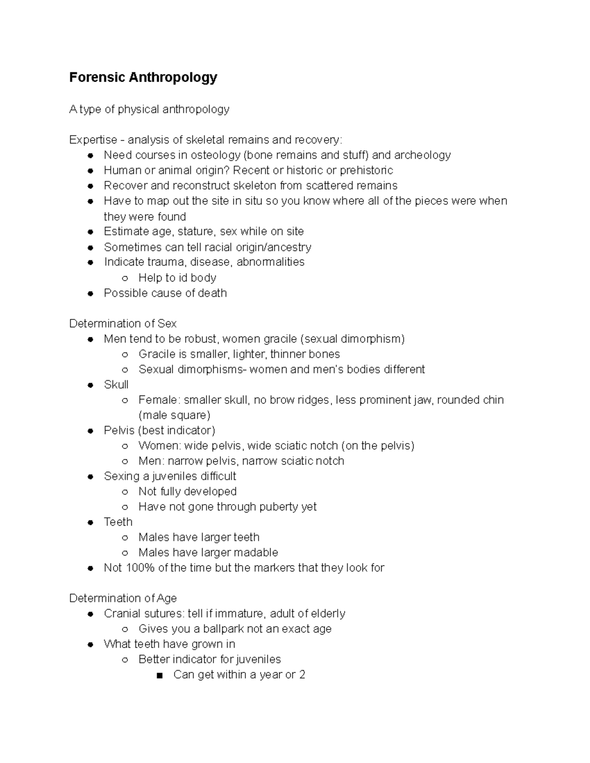 Anth 101 Notes Forensics - Forensic Anthropology A type of physical ...