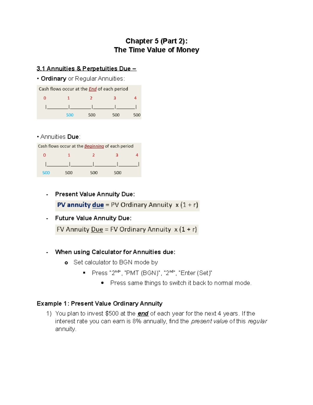 Chapter 5 (Part 2) Notes - Chapter 5 (Part 2): The Time Value of Money ...