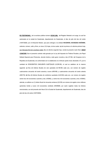 6.1. Modelo de Testimonio Especial - CÁTEDRA: DERECHO NOTARIAL II ...