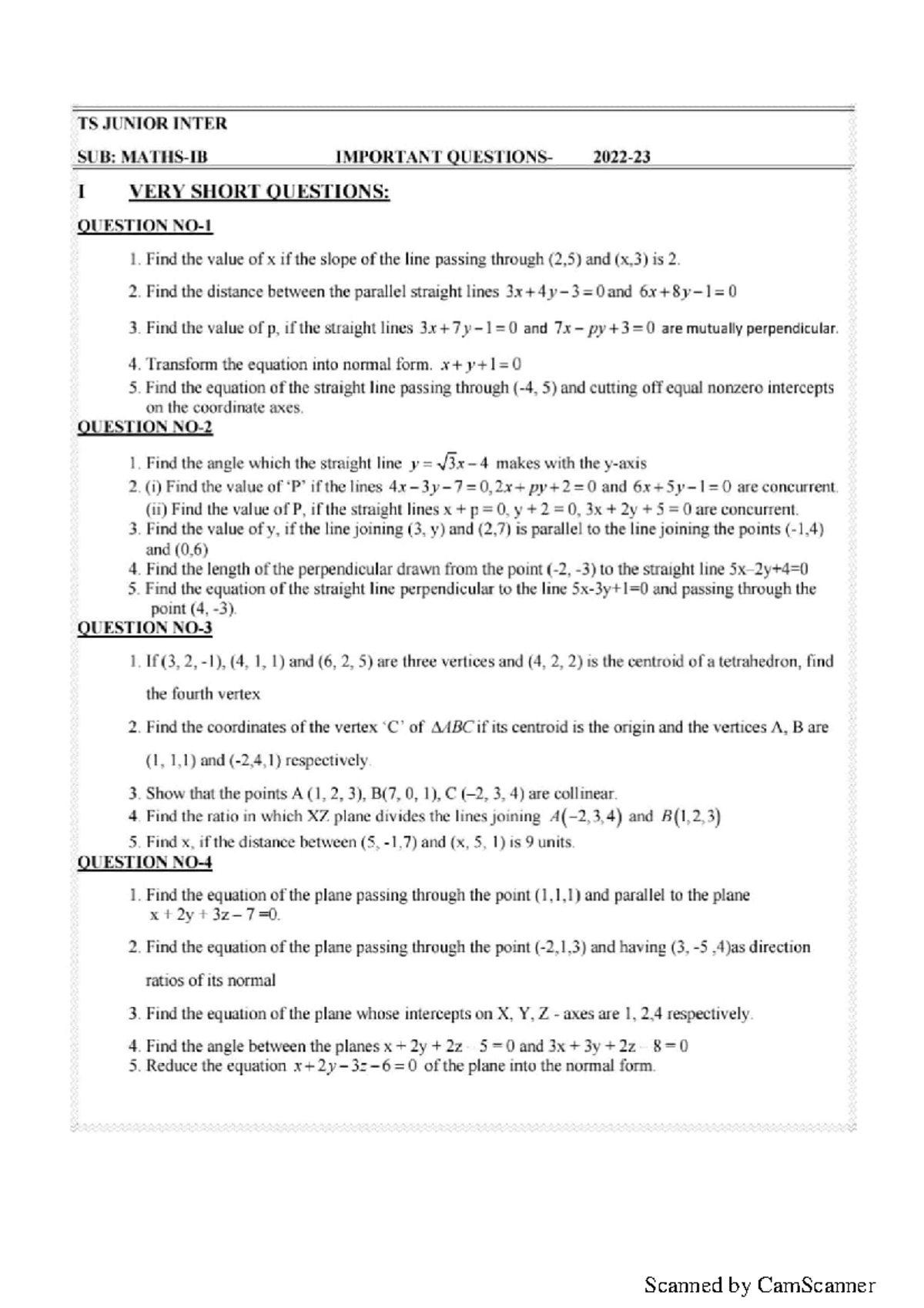 TS JR Maths IB IMP Questions-2023 - MathsPhyChem - Studocu