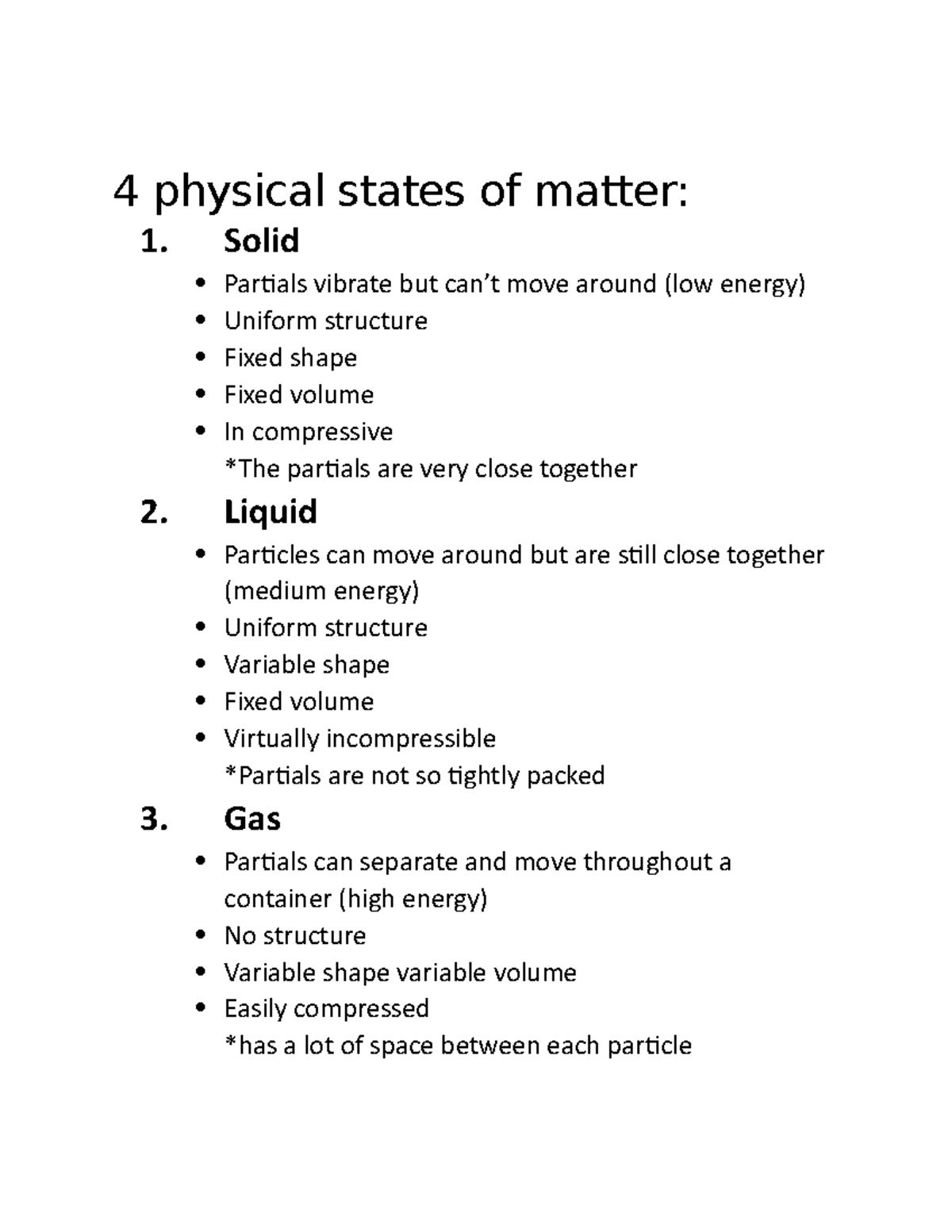 Unit 1 phase changes - chemistry honors notes - 4 physical states of ...