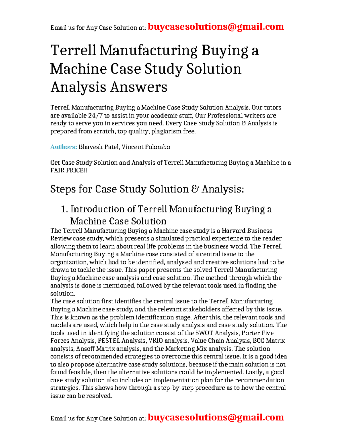 Case Solution Terrell Manufacturing Buying a Machine - Terrell ...