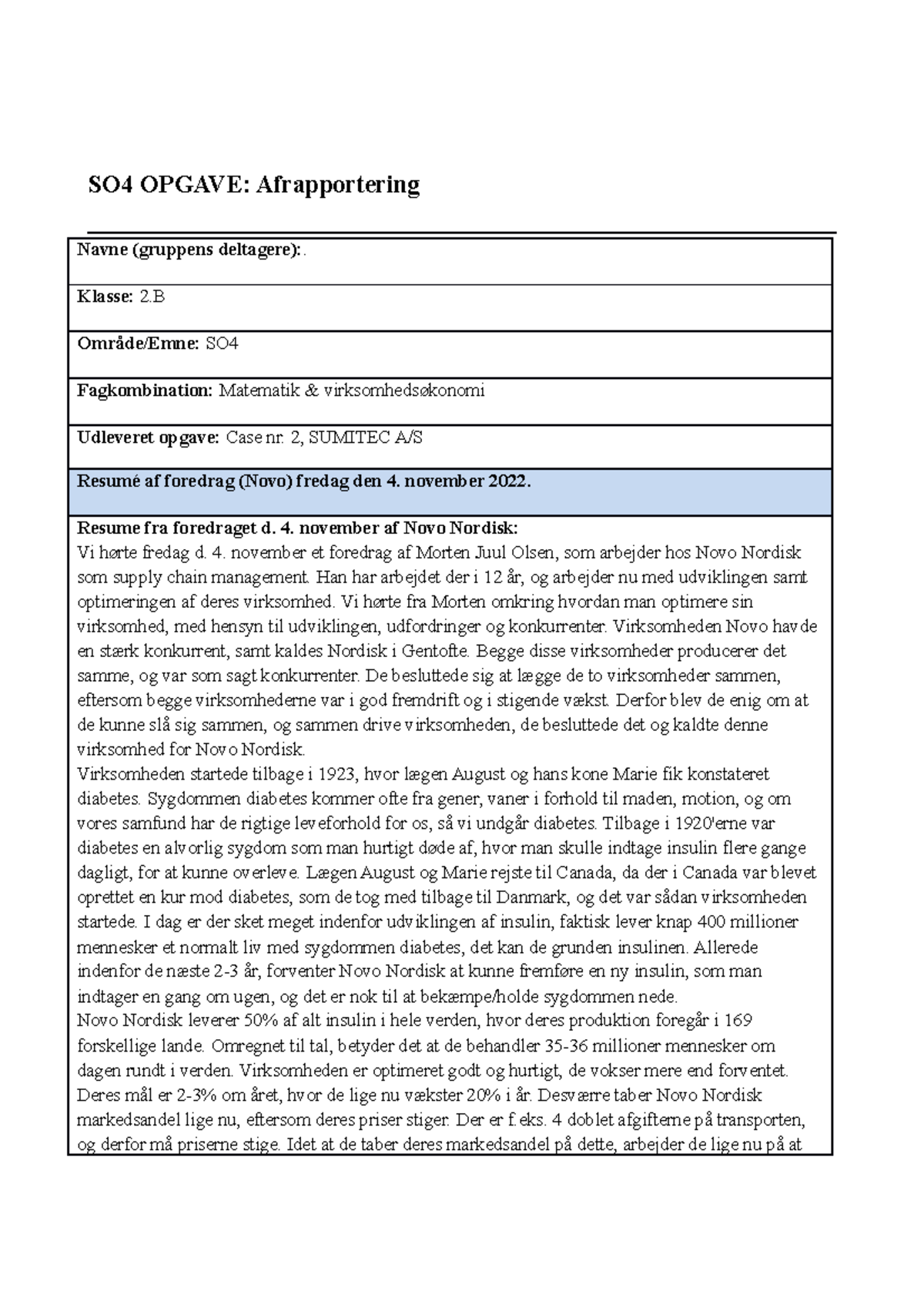 SO4 Opgave - VØA og Matematik b - SO4 OPGAVE: Afrapportering Navne ...