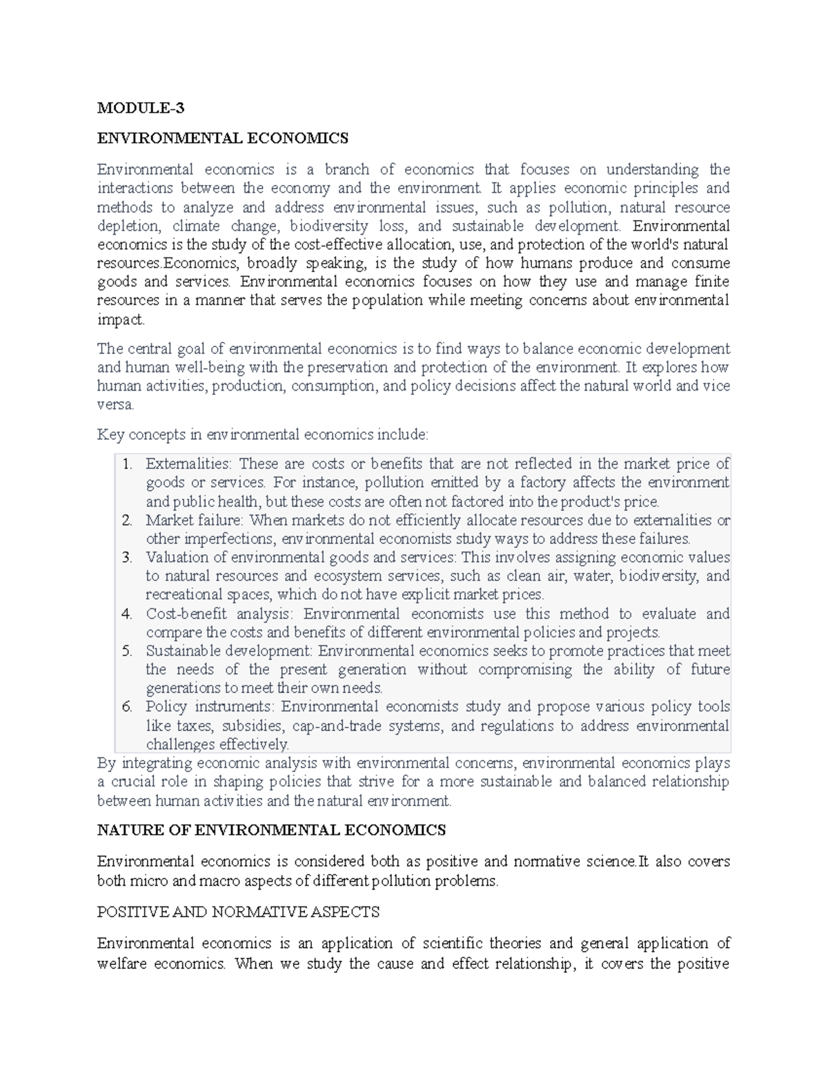 Environmental Economics - MODULE- ENVIRONMENTAL ECONOMICS Environmental ...