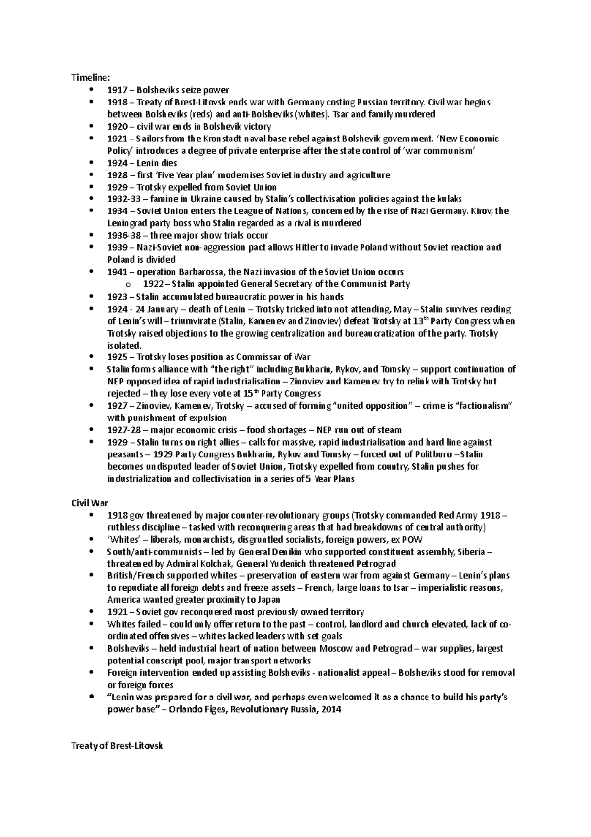 Essay Plan Russia and the Soviet Union Hannah - Timeline: 1917 ...