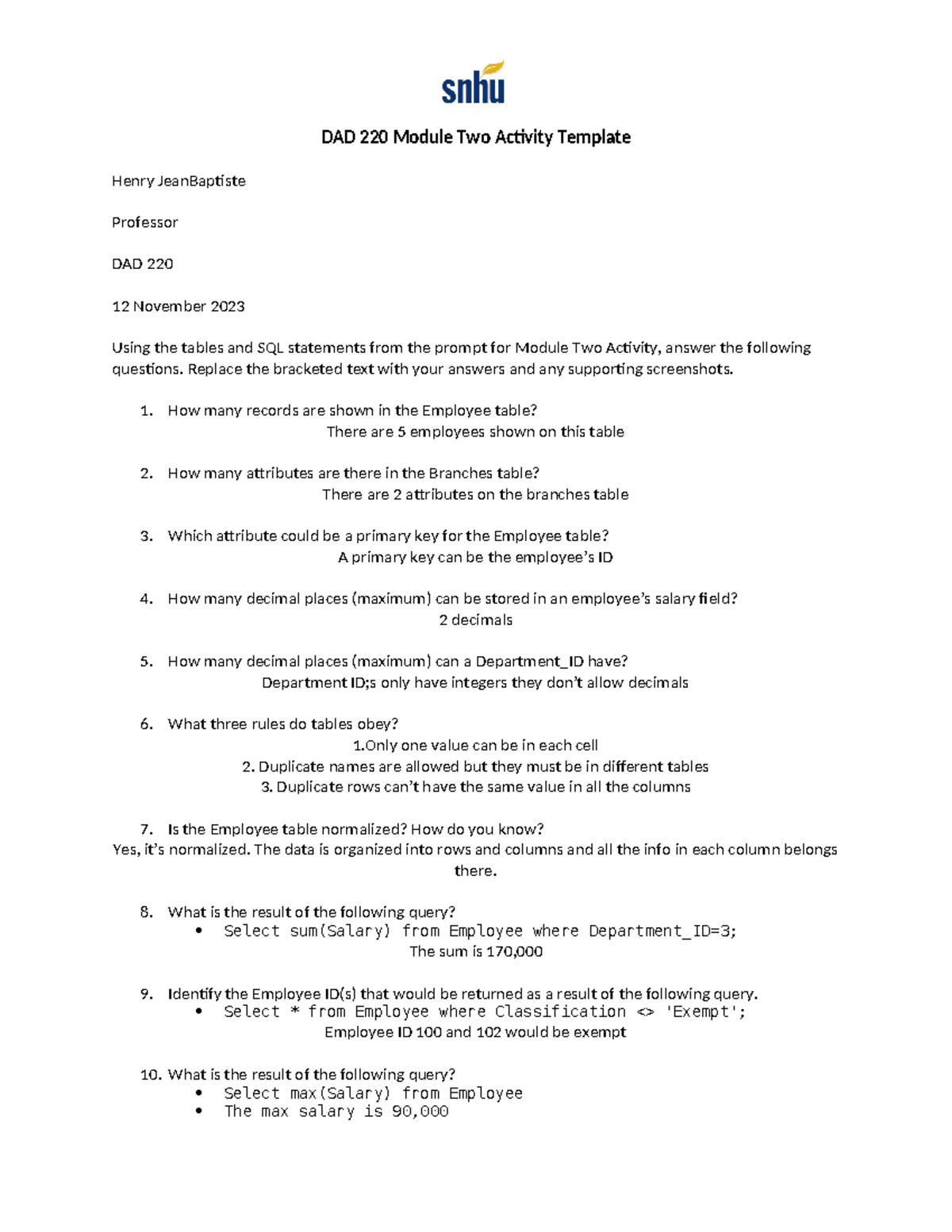 DAD 220 Module Two Activity - Replace the bracketed text with your ...