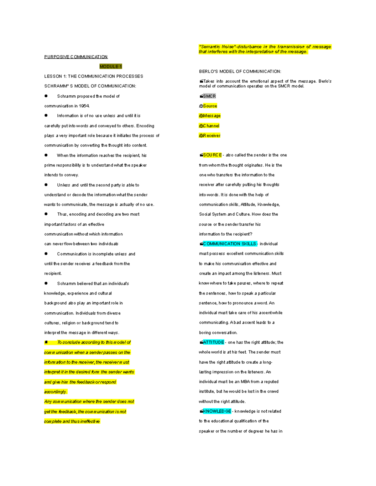 GE 1 Reviewer - PURPOSIVE COMMUNICATION MODULE 1 LESSON 1: THE ...