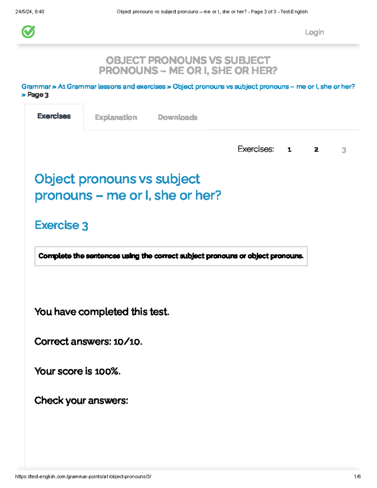 Object pronouns vs subject pronouns – me or I, she or her - Page 3 of 3 ...