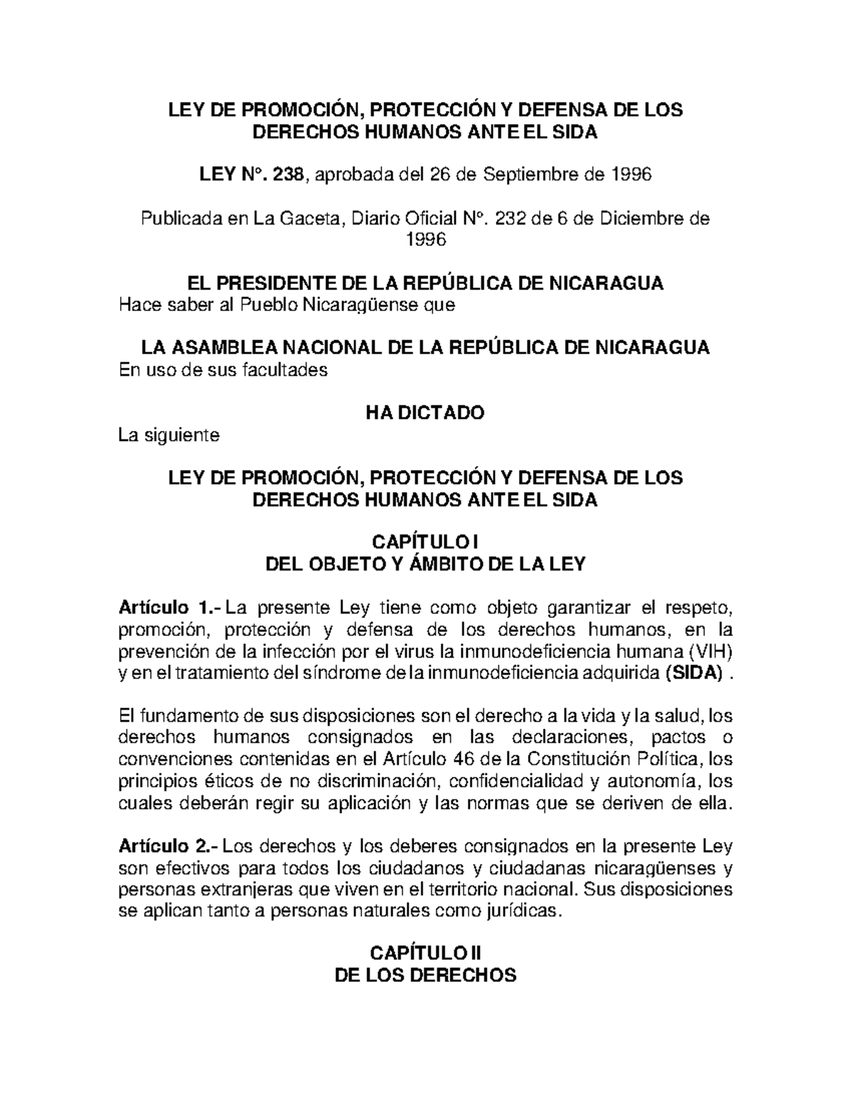 LEY DE PromocióN sida 238 - LEY DE PROMOCIÓN, PROTECCIÓN Y DEFENSA DE ...