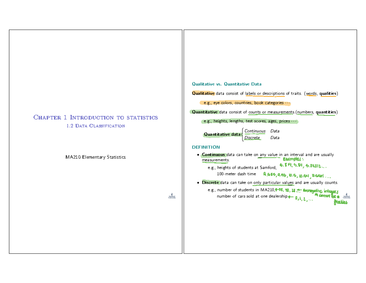 Math 210 1 2 Week 1 Chapter 1 Introduction To Statistics 1 Data
