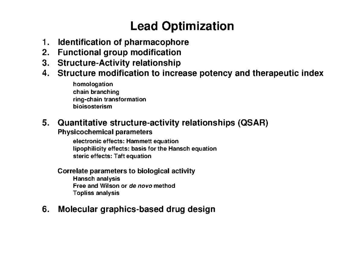 Lead optimization - Identification of pharmacophore - Lead Optimization ...