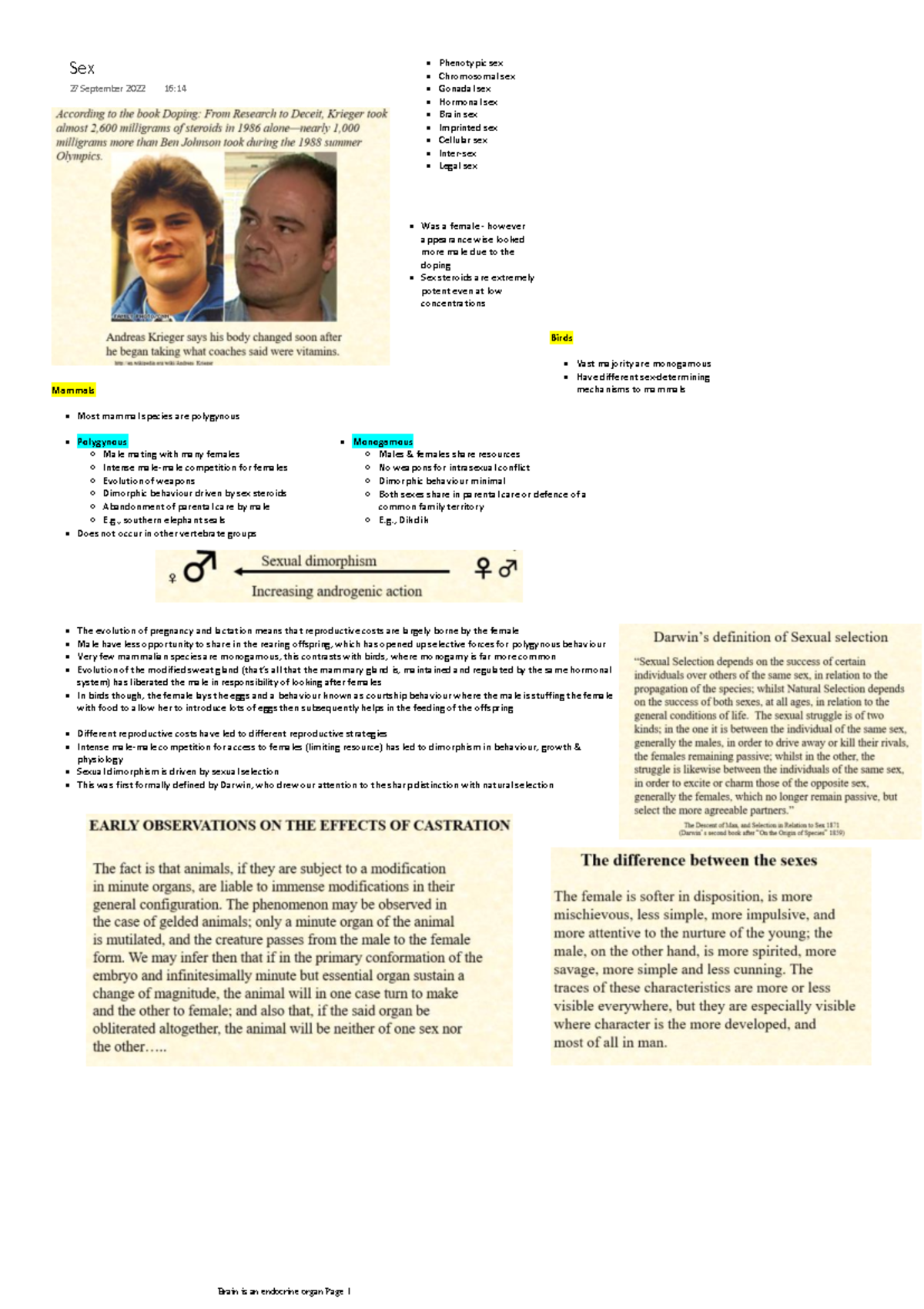Hormones And Behaviour Phenotypic Sex Chromosomal Sex Gonadal Sex Hormonal Sex Brain Sex