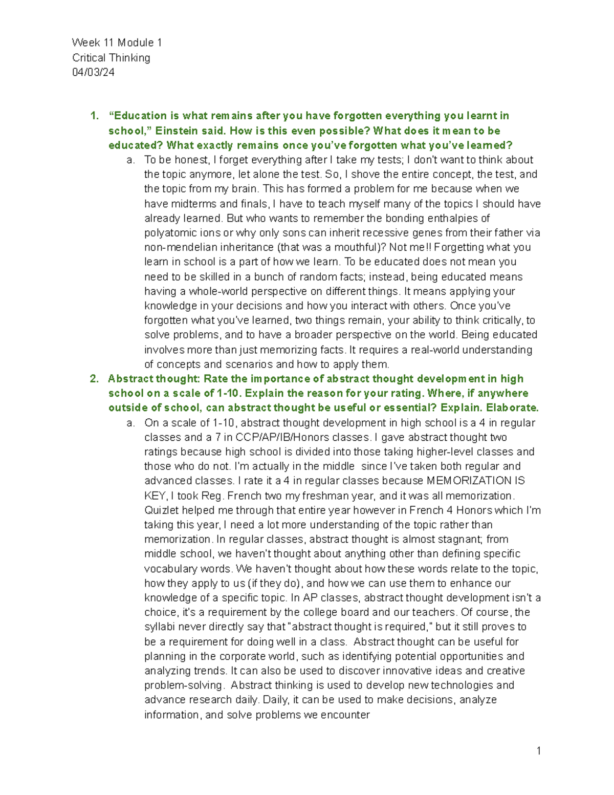 Week 11 Module 1 Critical Thinking - Week 11 Module 1 Critical Thinking ...