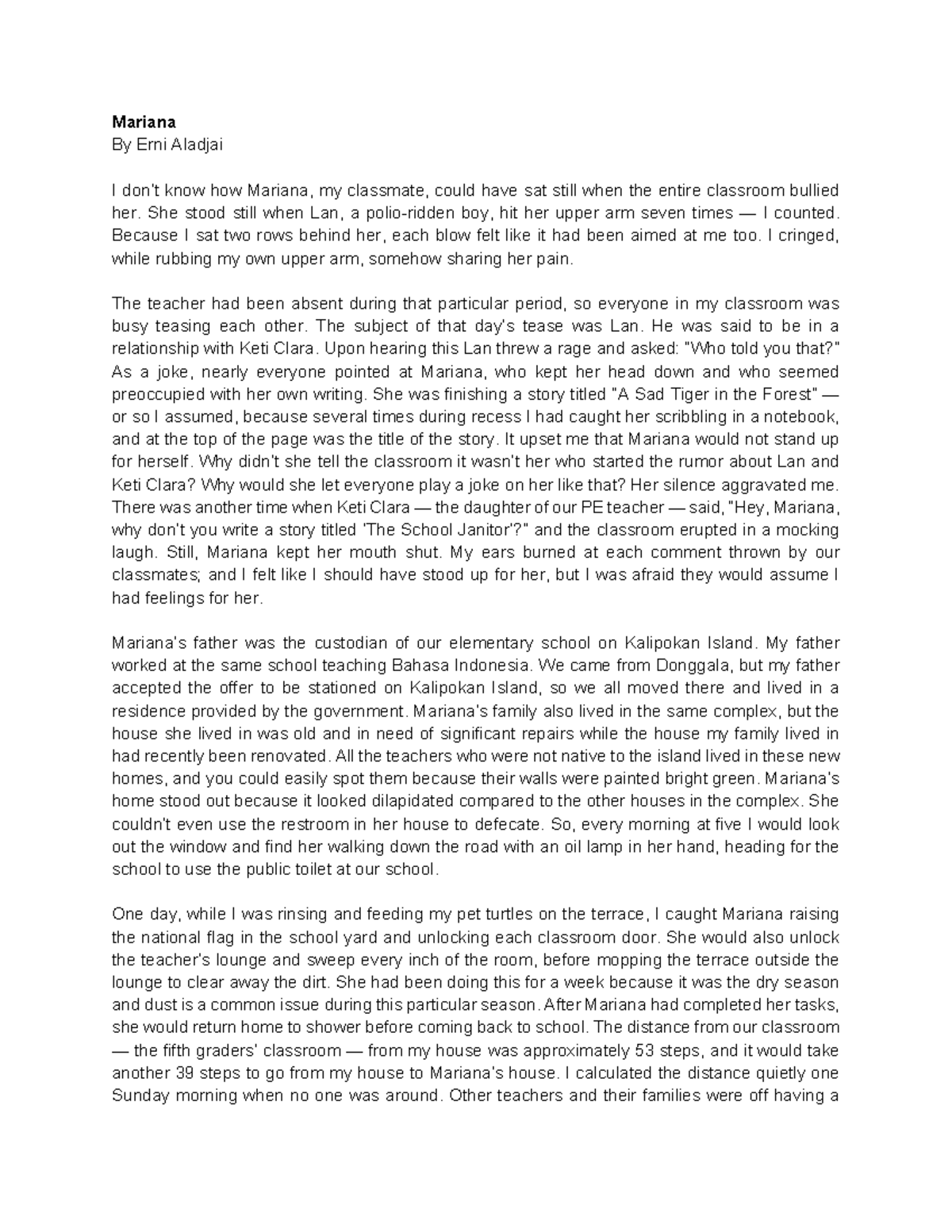 Mariana - for PRL - Mariana By Erni Aladjai I don’t know how Mariana ...