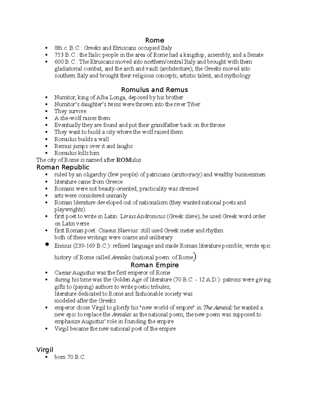 Rome - notes - Rome 8th c. B.: Greeks and Etruscans occupied Italy 753 ...