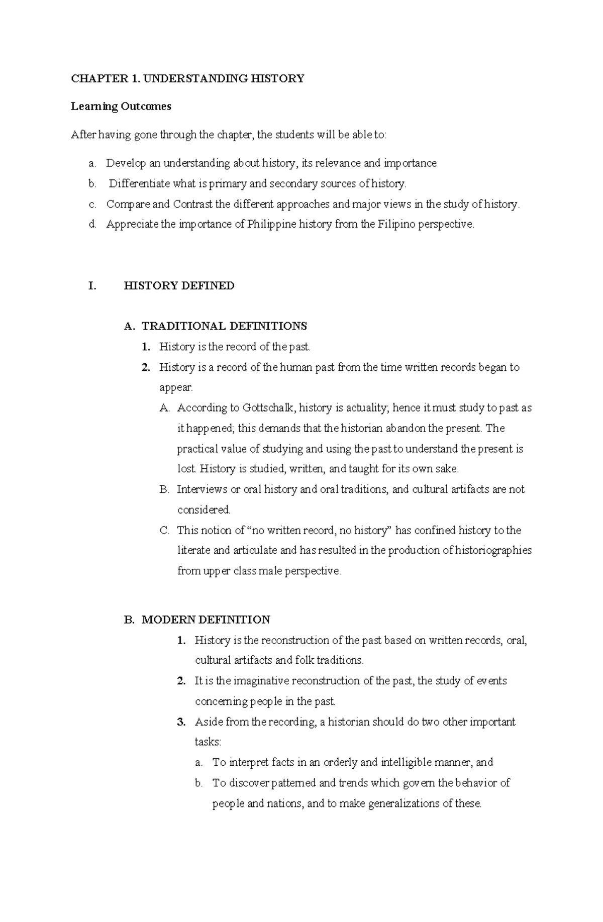 Module 1- Understanding History - CHAPTER 1. UNDERSTANDING HISTORY ...