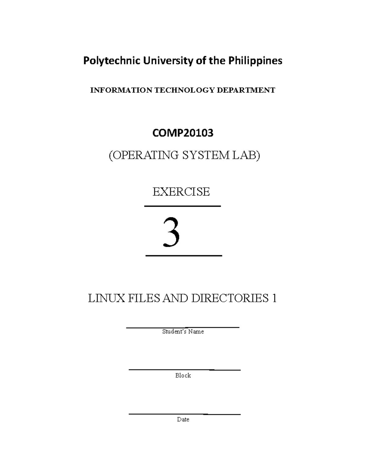 LAB.2- Linux OS - OPERATING SYSTEM - Polytechnic University of the Philippines INFORMATION - Studocu