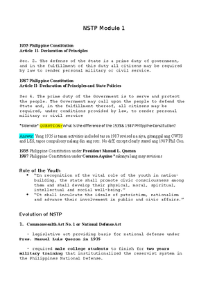NSTP 1 Prelim Examination WITH Answer - Tertiary Education Department ...